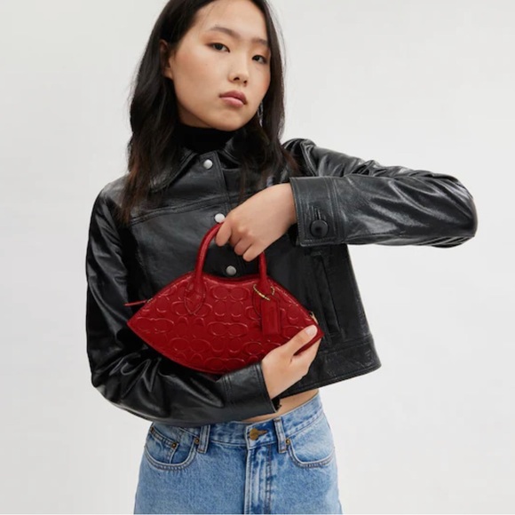 Coach | Bags | Nwt Coach Runway Lip Kiss Bag Signature Leather Red ...